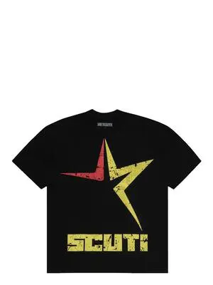 SP5DER X Uy Scuti Red Yellow Star Tee Shirt Black