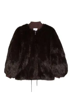 CENERE GB Faux Fur Bomber Jacket - Brown