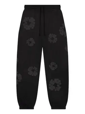 DENIM TEARS Faded Mono Cotton Wreath Sweatpants - Black
