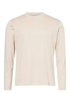 Eleventy Crewneck Long-sleeves Stretch-cotton Top - Camel