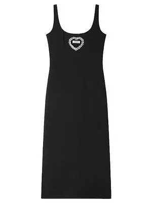 Sandro Sleeveless Rhinestone-heart Maxi Dress - Black