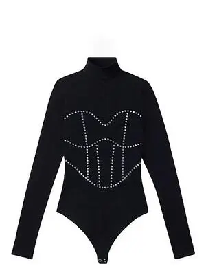 Good American X Dolly Parton Crystal-embellished Bodysuit - Black001