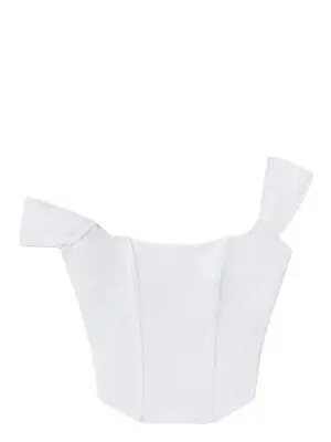 Good American Stretch-cotton Corset Top - White001