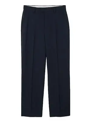 Sandro Regular-fit Wide-leg Wool Trousers - Navy Blue