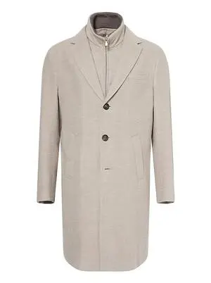 Eleventy Wool Overcoat With Removable Bib - Clay