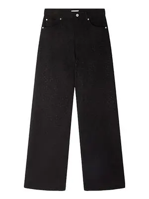 Sandro Rhinestone Embellished Wide-leg Jeans - Black