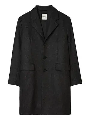 Sandro Broadcloth Lapel-collar Wool Coat - Dark Grey