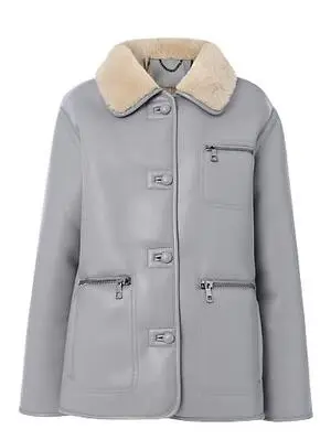Whistles Angelina Contrast-collar Faux-fur Jacket - Grey
