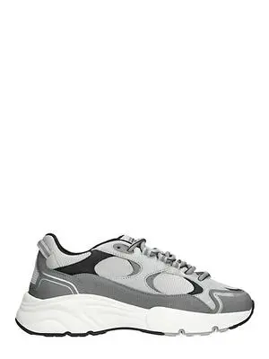 CLEENS Pulse Runner Leather And Mesh Trainers - Grey/p.cmb