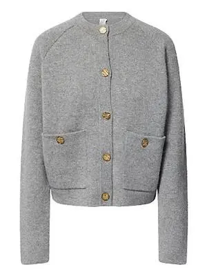 TOTÊME Hammered Button Wool-blend Cardigan - Grey Melange