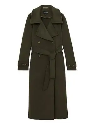 REISS Atelier Scarlett Belted-waist Wool Coat - Khaki