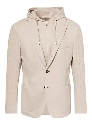Eleventy Cable-knitted Wool-cashmere Jacket With Removable Bib - Sabbia E Sabbia