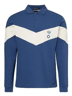 Fred Perry X Craig Green Contrast-panel Long-sleeves Cotton-piqué Polo Shirt - Insignia Blue