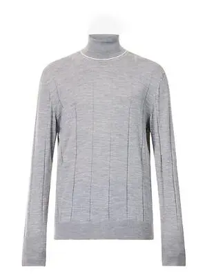 Eleventy Gauge Quarter-zip Wool Polo Top - Medium Gray Sand