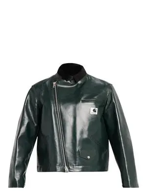 SACAI X CARHARTT WIP Leather Moto Jacket - Green