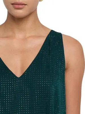 UNGARO Sleeveless Rhinestone Blouse Pine
