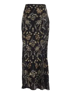 Veronica Beard Medina Hand-beaded Georgette Maxi Skirt - Black