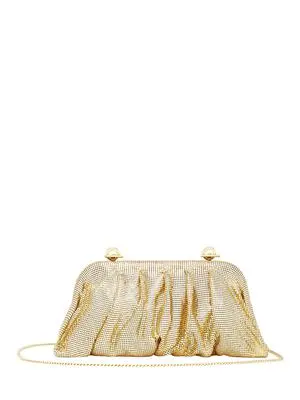 Benedetta Bruzziches Venus La Grande Pleated Metal Mesh Clutch - Rhinestone