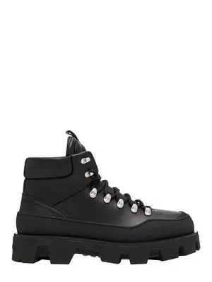 Moncler Peak Trek Leather Ankle Boots - Black