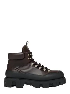 Moncler Peak Trek Leather Ankle Boots - Brown