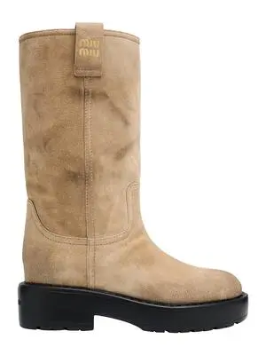 Miu Miu Suede Tall Moto Boots - Deserto