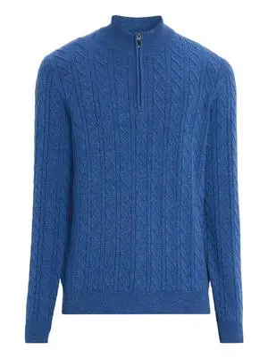 Neiman Marcus Cashmere Cable Knit Quarter-zip Sweater - Washout