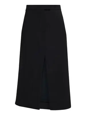 ALEXANDER MCQUEEN Wool-Stretch Twill Slit Midi Skirt