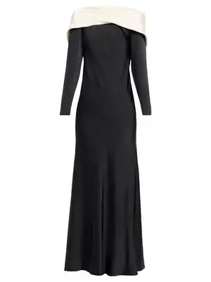 ET OCHS Allegra Draped Charmeuse Gown - Black/ivor