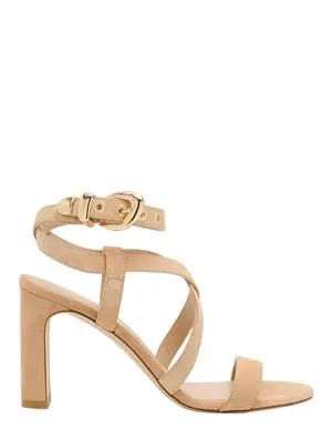 STUART WEITZMAN Maven Suede Buckle Sandals - Beige