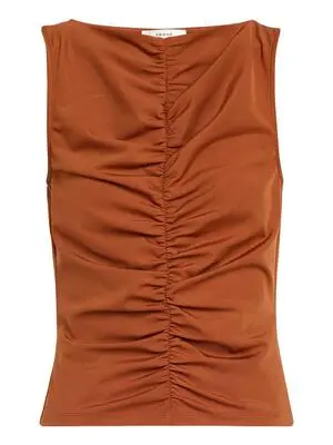 FRAME Ruched Sleeveless Top - Chestnut