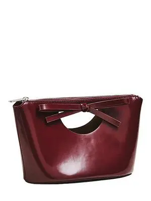 Studio Amelia Sofia Leather Bow Clutch Burgundy