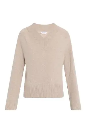 Naadam Cashmere V-neck Pullover Sweater - Beige
