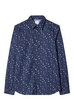 Paul Smith Tailored-fit Navy 'dice' Print Shirt - Blue