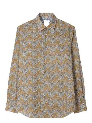 Paul Smith Tailored-fit Yellow And 'liberty Floral' Print Shirt - Blue