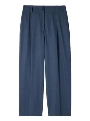 Paul Smith Denim Chambray Barrel Leg Trousers - Blue