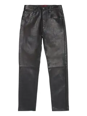 424 Leather Straight Leg Jeans - Black