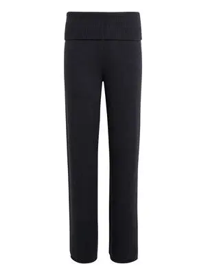 SKIMS Wool-cashmere Blend Fold-over Trousers - Black