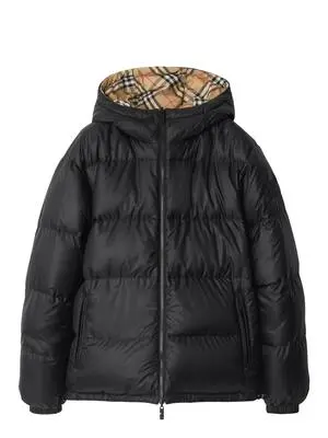 Burberry Down Reversible Check Puffer Jacket - Beige