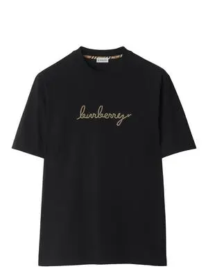 Burberry Cotton Embroidered T-shirt - Black