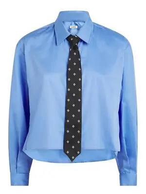 Sandro Cotton Shirt With Detachable Tie - Blue