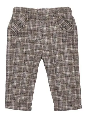 TARTINE ET CHOCOLAT Wool-blend Check Trousers - Ivory