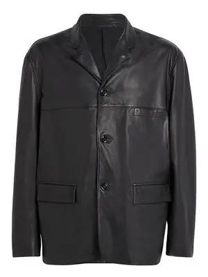 LEMAIRE Leather Notched Lapel Jacket - Black