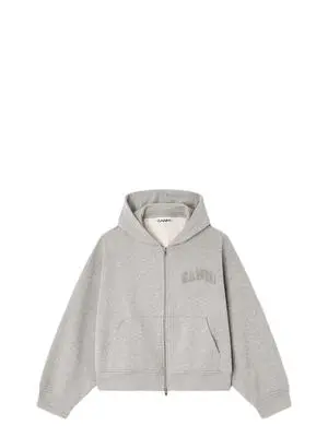 GANNI Organic Cotton Zipped Hoodie - Grey
