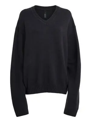 SKIMS Wool-Cashmere Blend V-Neck Sweater Black