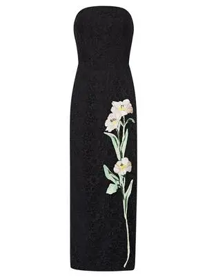 MILLY Dolores Lace Embroidered Maxi Dress - Black