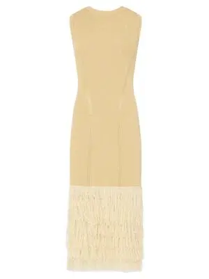 MILLY Raz Metallic Fringe Midi Dress - Gold