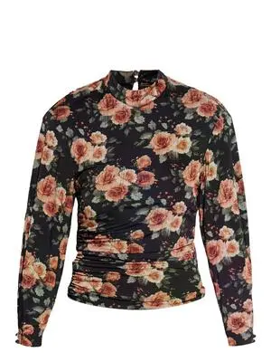 IRO PARIS Floral-print Gathered Top - Black