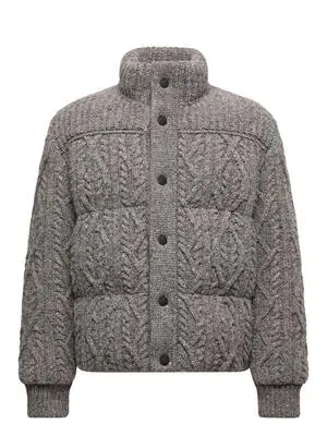 Moncler Ellesmere Wool Tweed Short Down Jacket - Grey
