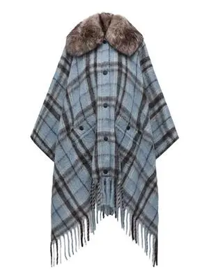 Moncler Mohair-blend Cape With Shearling Collar - Multicolor