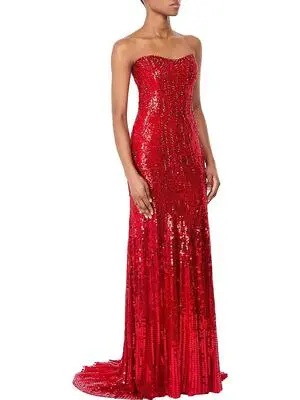 Jenny Packham Sarai Strapless Gown - Regency Red